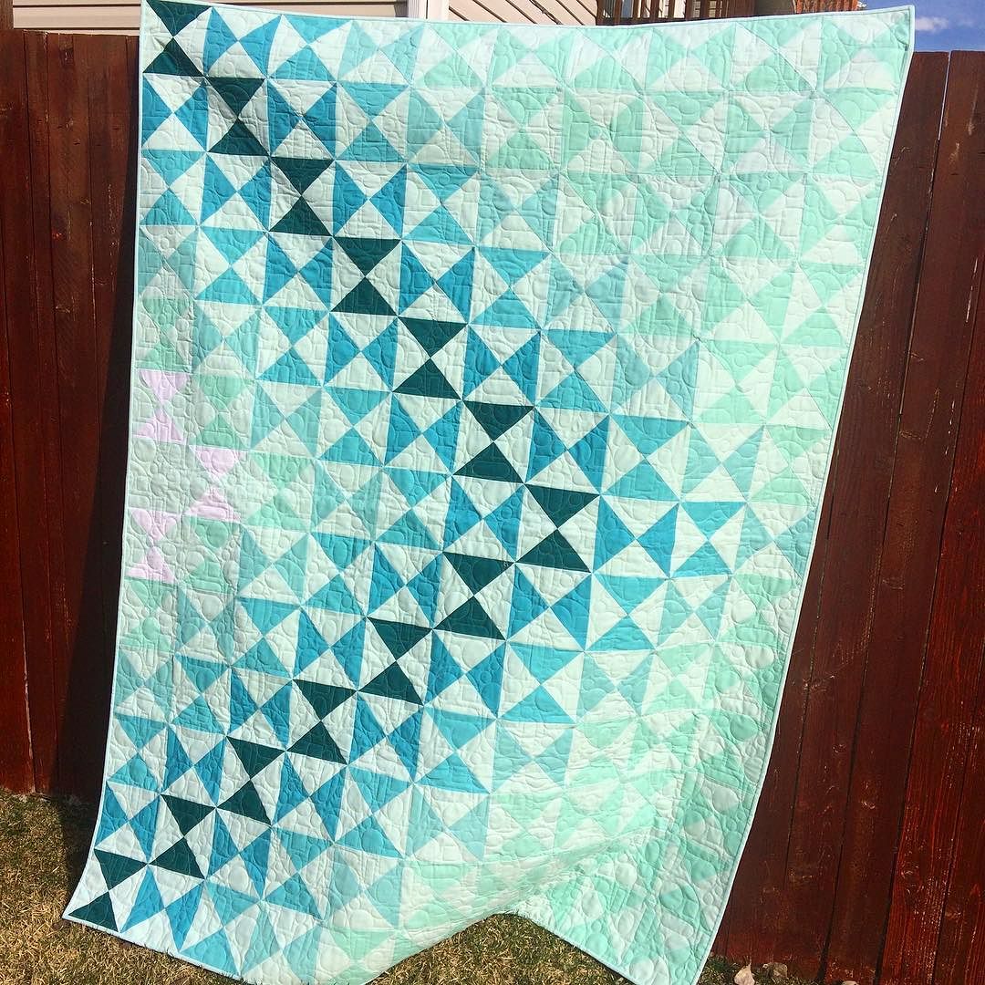 Dimensions Quilt in Aqua {Handmade Quilt by Amy Ellis}